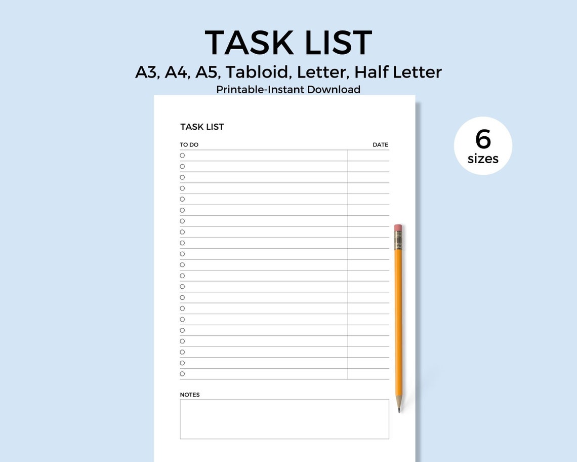 Task List Template, Printable to Do List, Task Tracker - Etsy