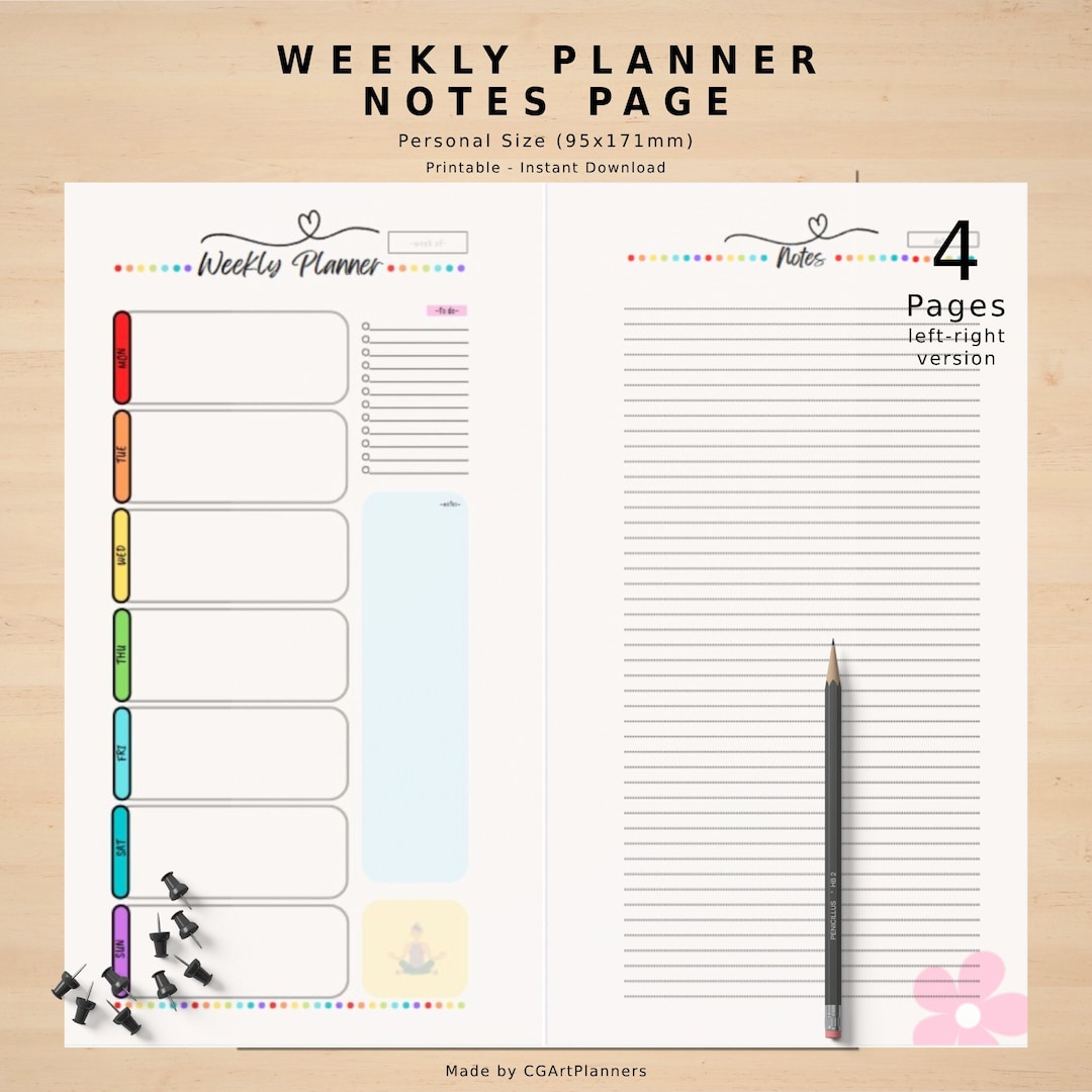 Minimalist Printable Weekly Planner Notes Page, for Planning Your Week ...