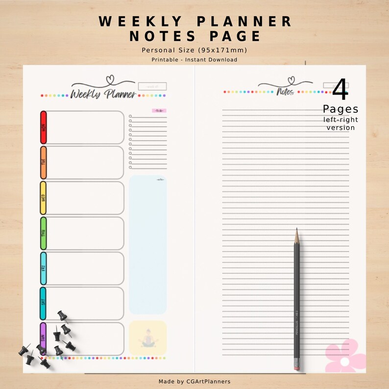 Minimalist Printable Weekly Planner Notes Page for Planning - Etsy