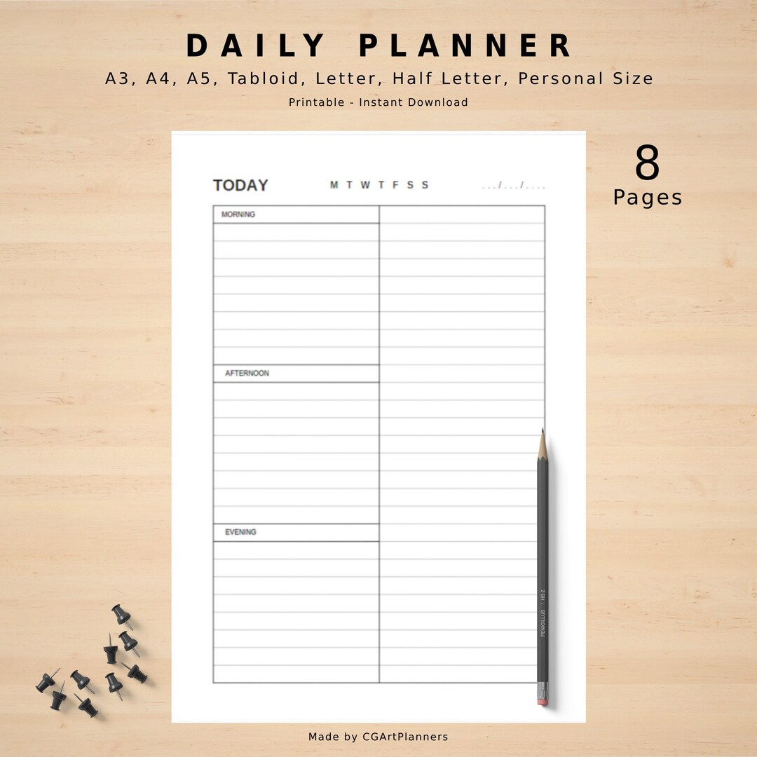 Minimalist Undated Printable Daily Planner, Simple Daily to Do List ...