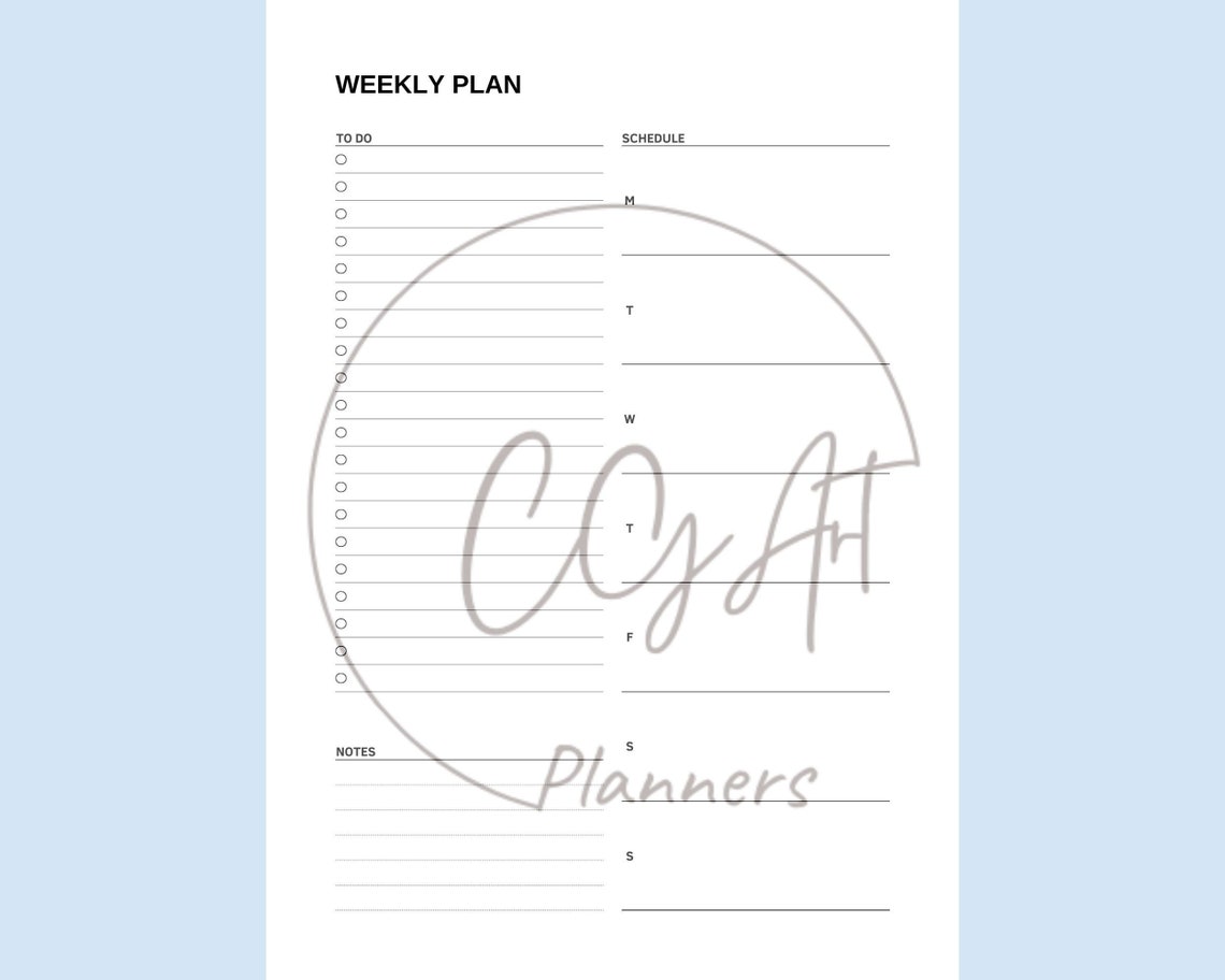Minimalist Printable Weekly Planner for Planning Your Week - Etsy