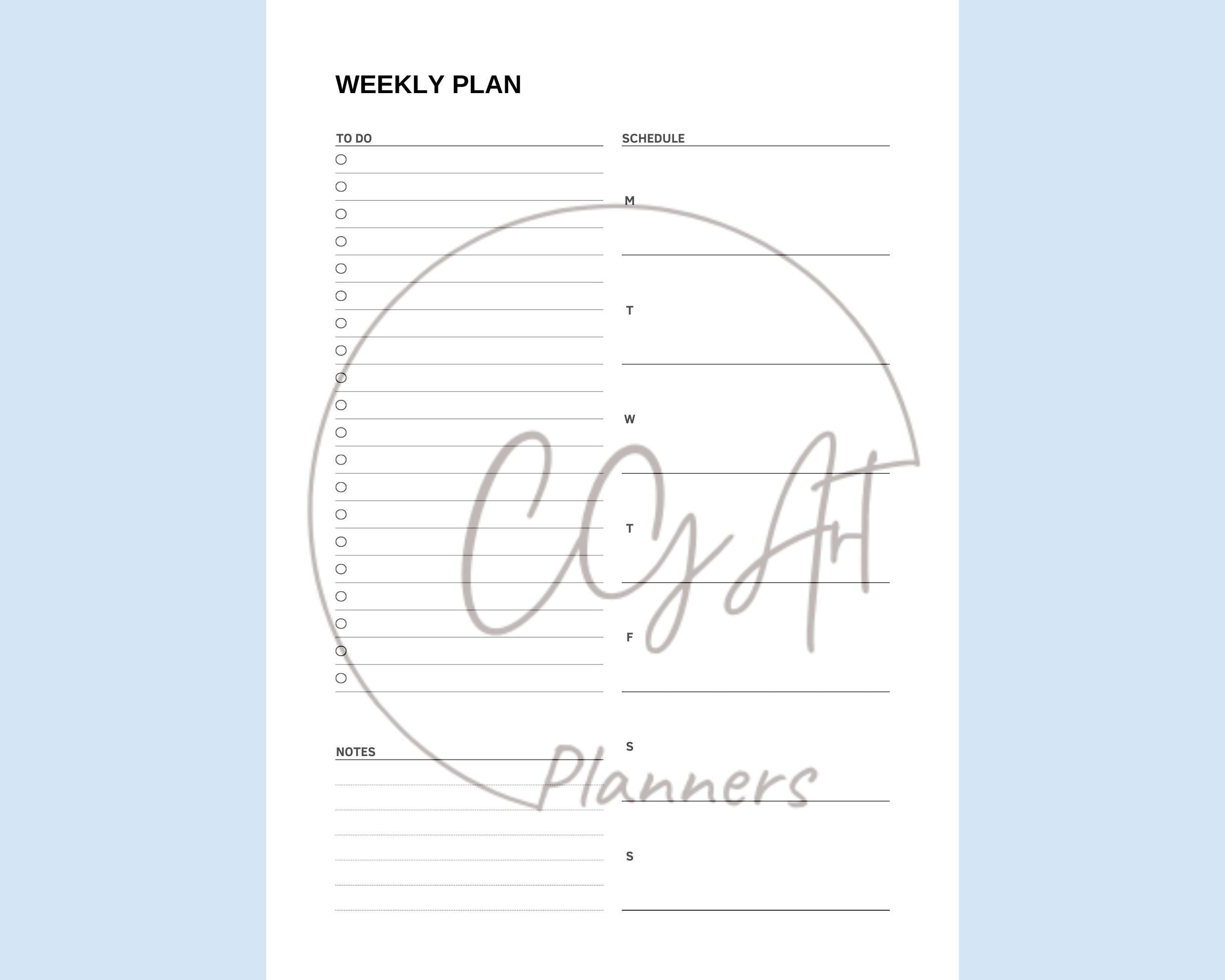 Minimalist Printable Weekly Planner for Planning Your Week - Etsy