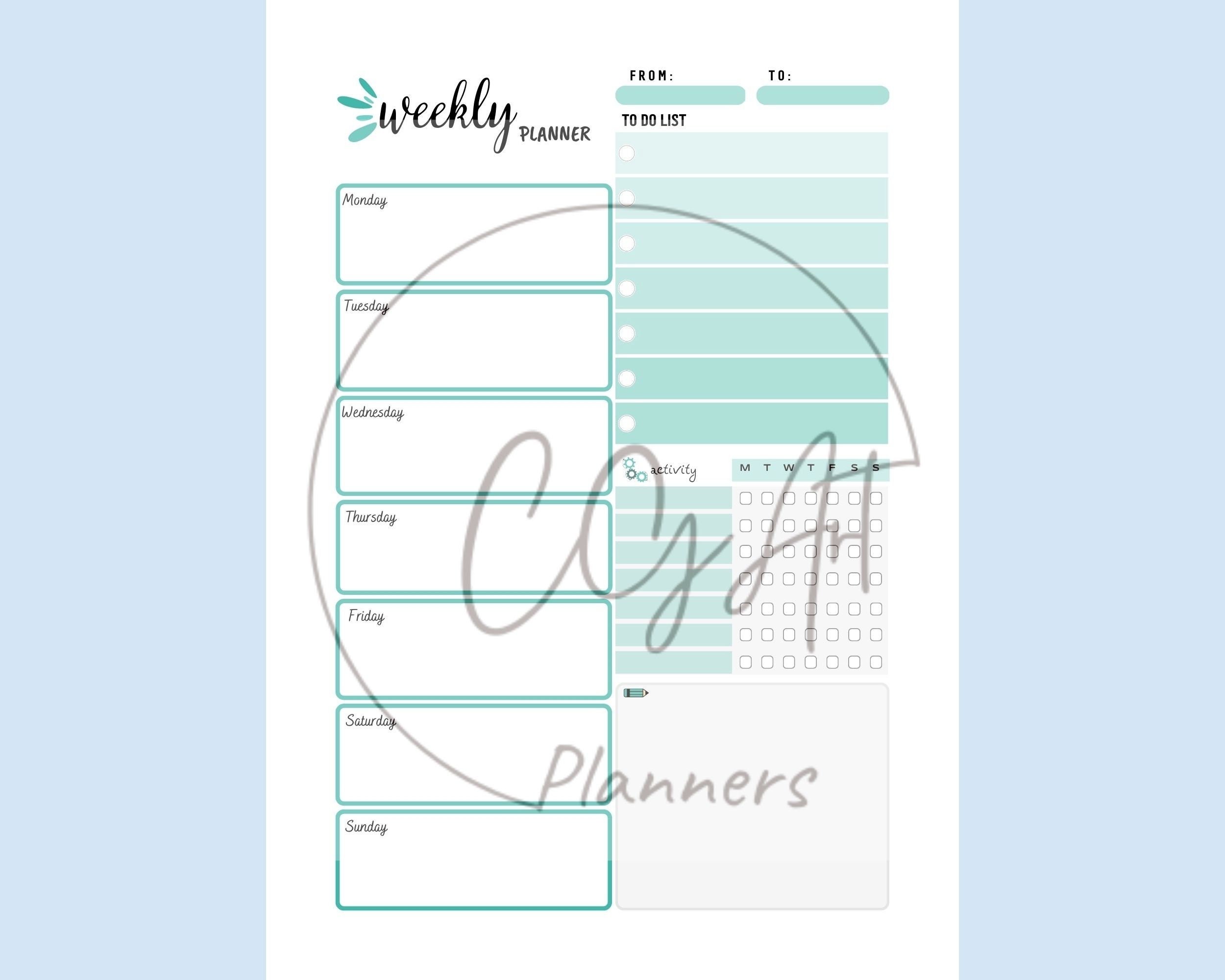 Minimalist Printable Weekly Planner for Planning Your Week to Do List ...