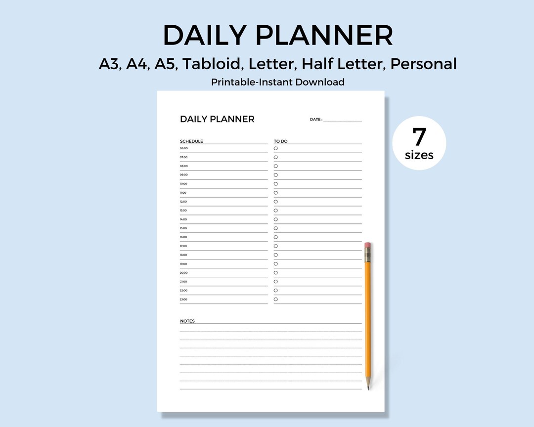 Minimalist Daily Organizer for Simple Living, Hourly Planner, Printable ...