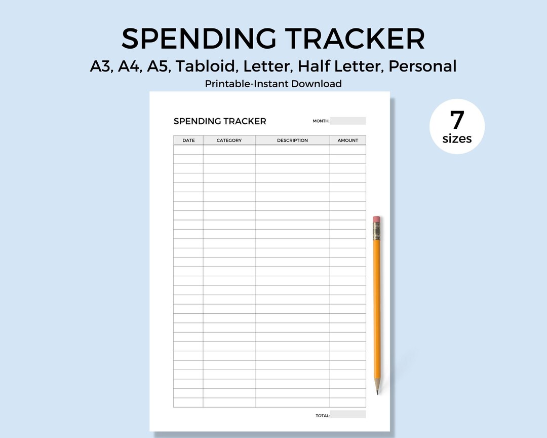 Spending Tracker Printable for Simple Financial Tracking, Budget ...