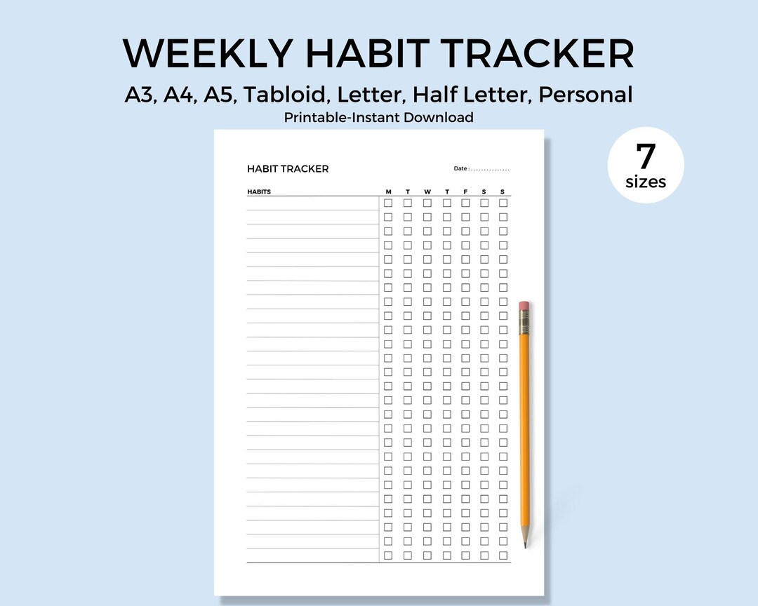 Weekly Habit Tracker to Keep Your Routines, Task Tracker, Routine ...