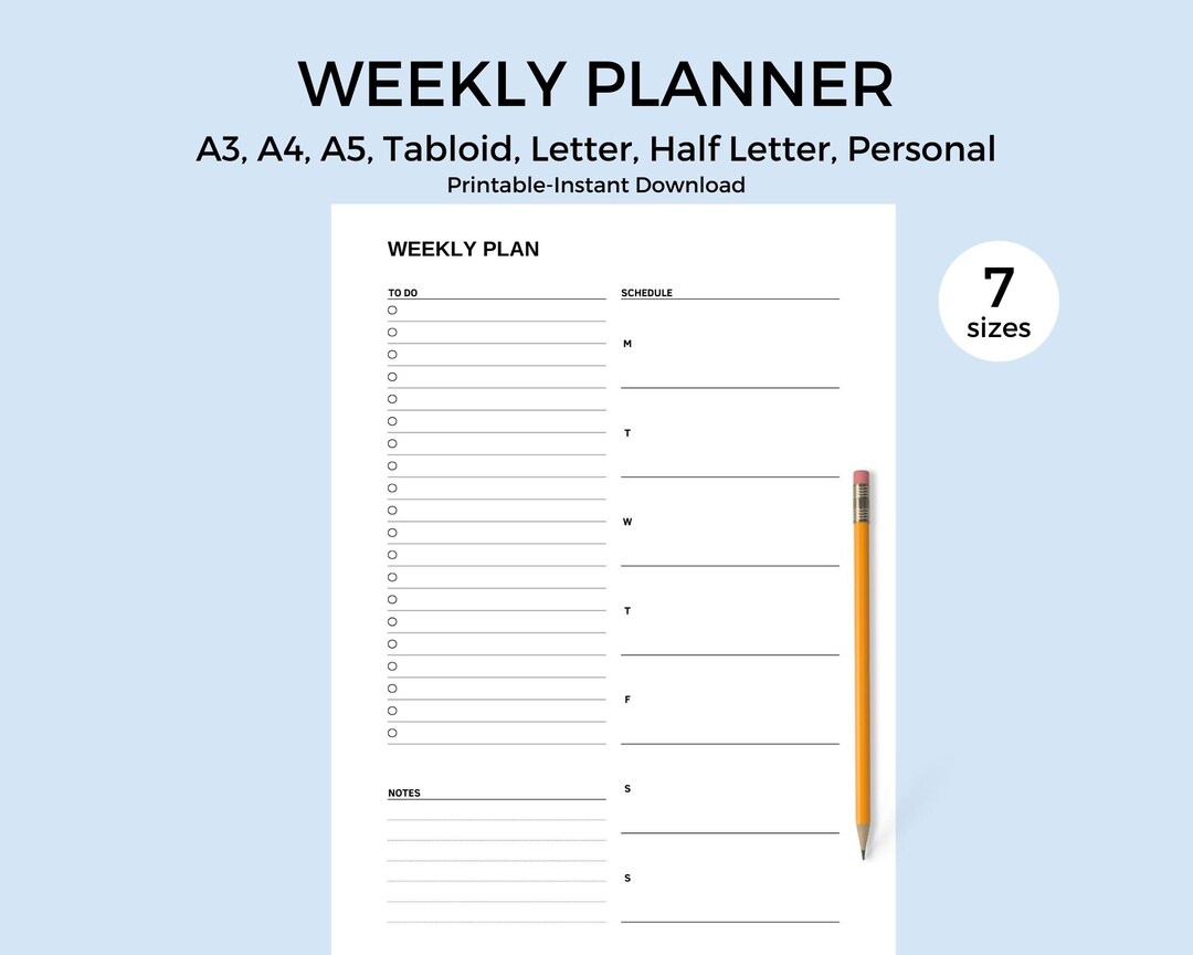 Minimalist Printable Weekly Planner for Planning Your Week, Weekly ...