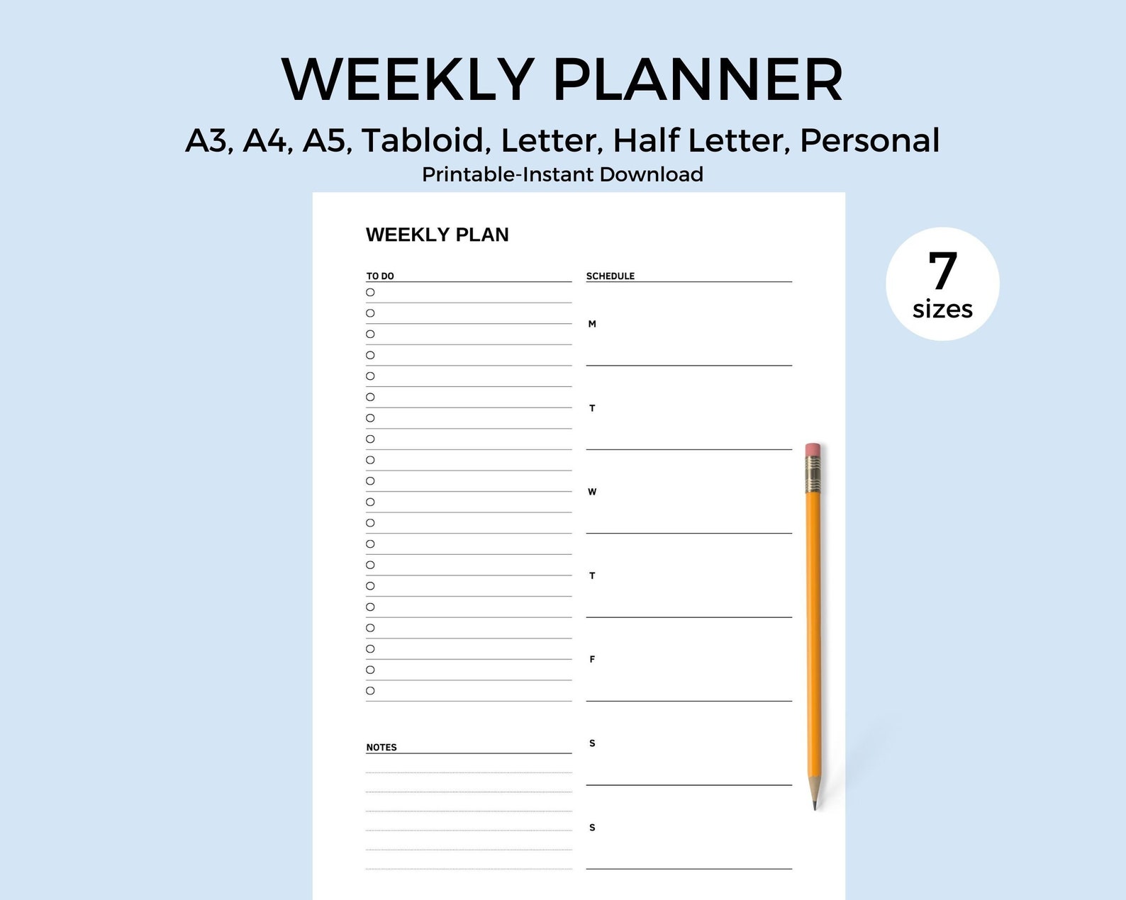 Minimalist Printable Weekly Planner for Planning Your Week - Etsy