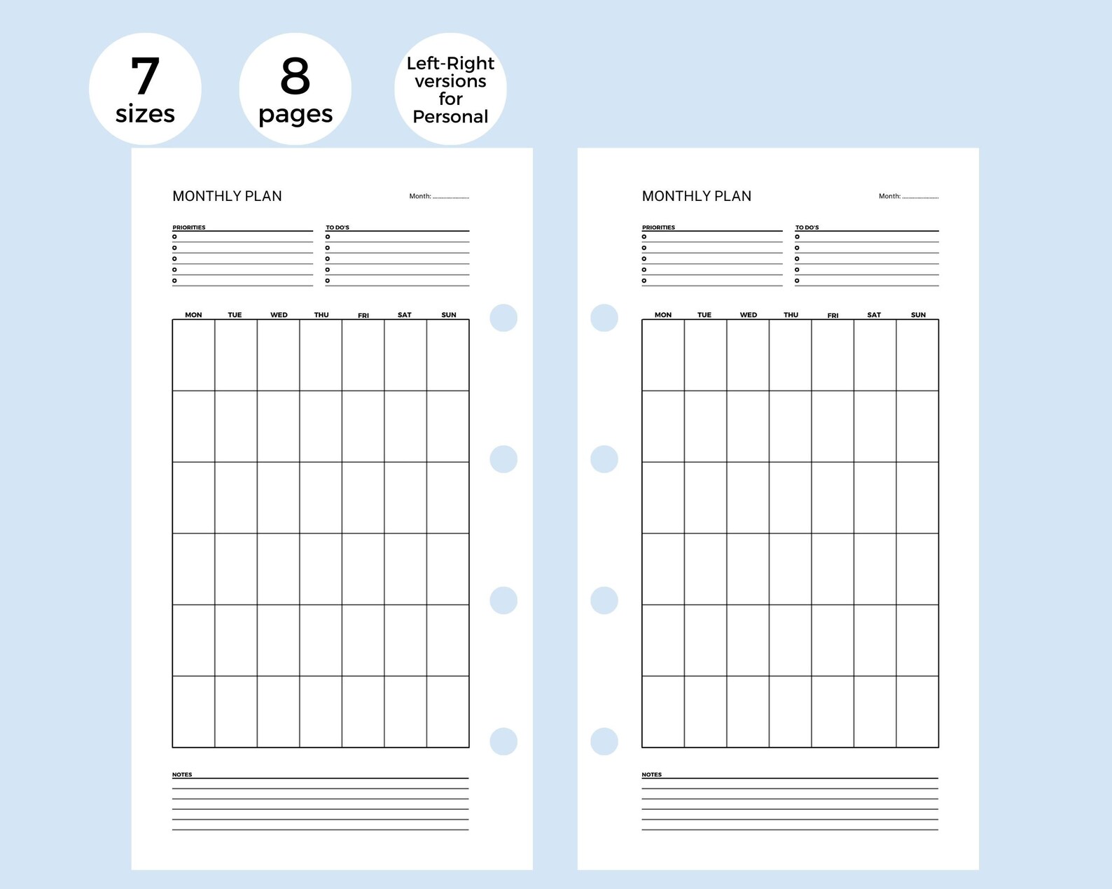 Minimalist Monthly Planner for Planning Your Month, Undated Calendar ...