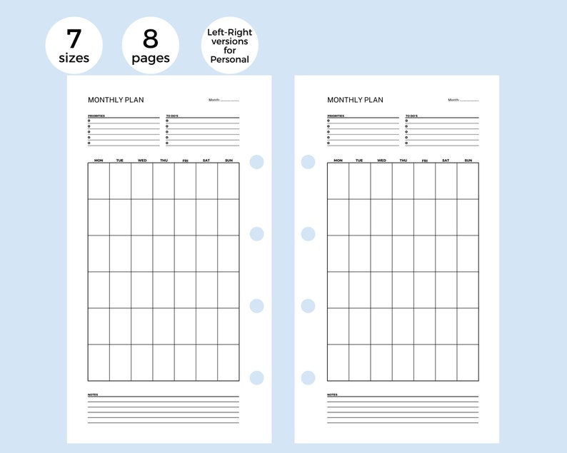 Minimalist Monthly Planner for Planning Your Month, Undated Calendar ...