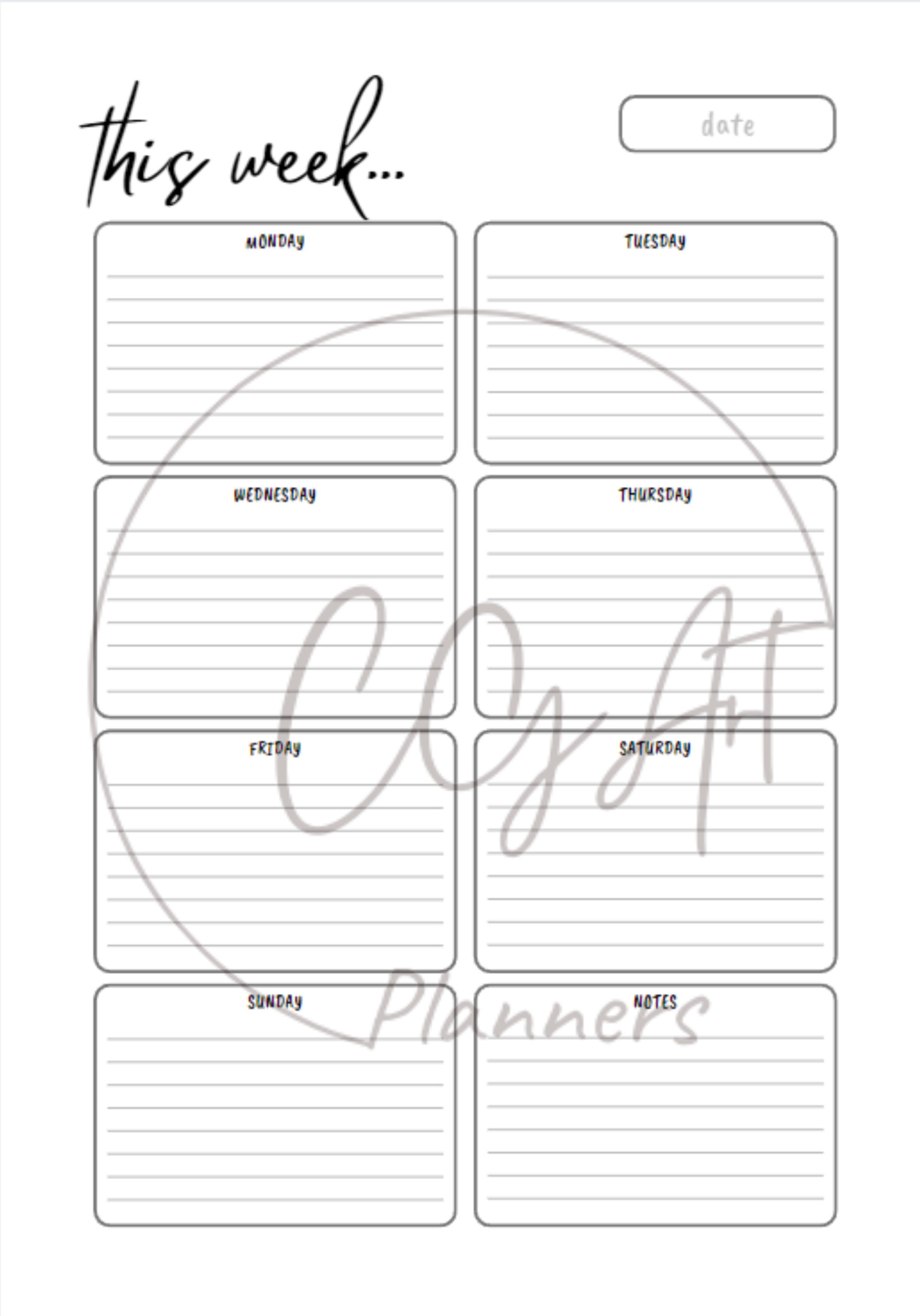 Minimalist Printable Weekly Planner for Planning Your Week to - Etsy