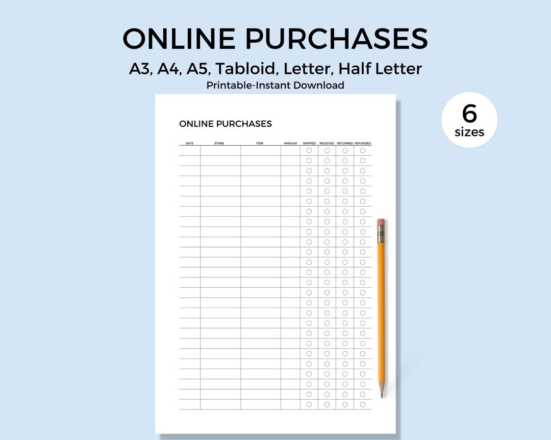 Online Purchases Tracker, Purchase Order Form, Expense Tracker ...