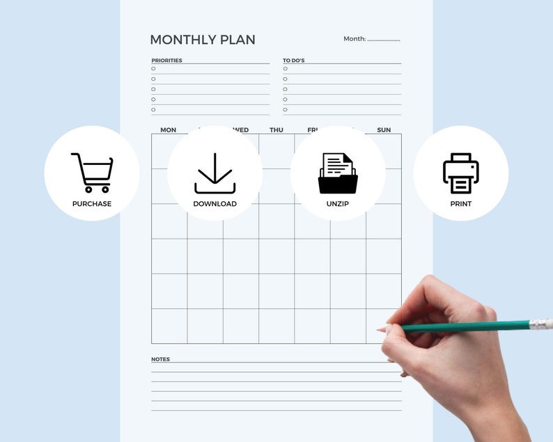 Minimalist Monthly Planner for Planning Your Month, Undated Calendar ...