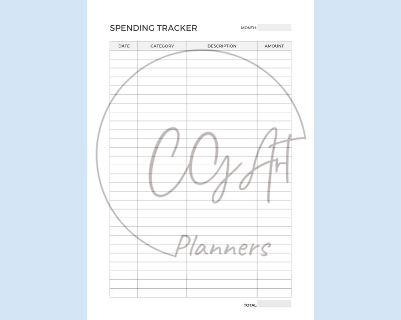 Spending Tracker Printable for Simple Financial Tracking, Budget ...