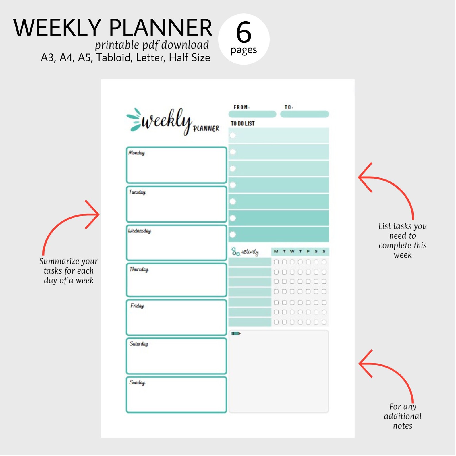 Minimalist Printable Weekly Planner for Planning Your Week to - Etsy