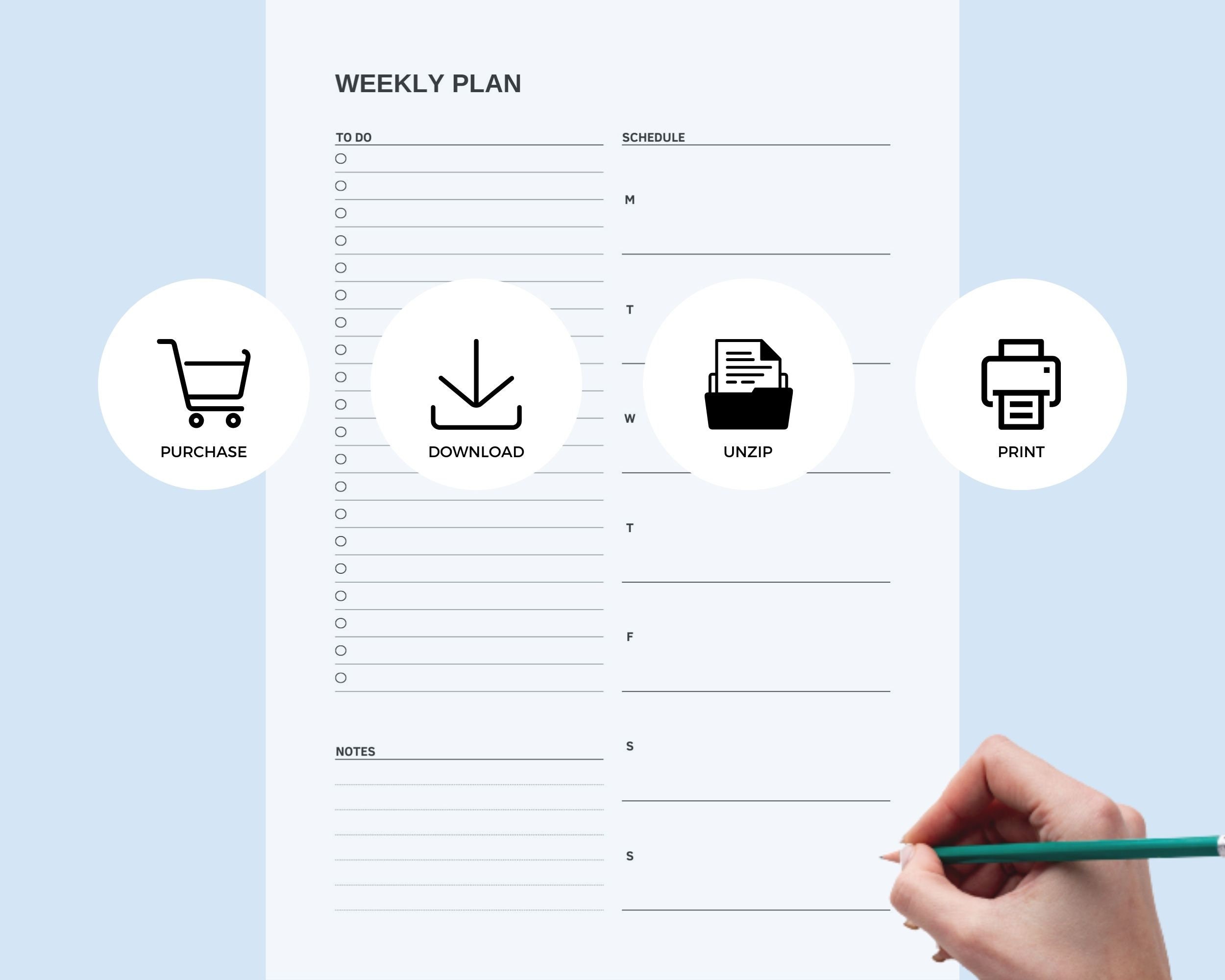 Minimalist Printable Weekly Planner for Planning Your Week - Etsy