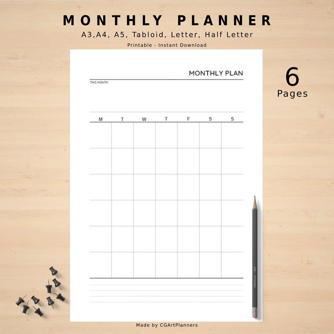 Minimalist Printable Monthly Planner for Planning Your Month, Undated ...