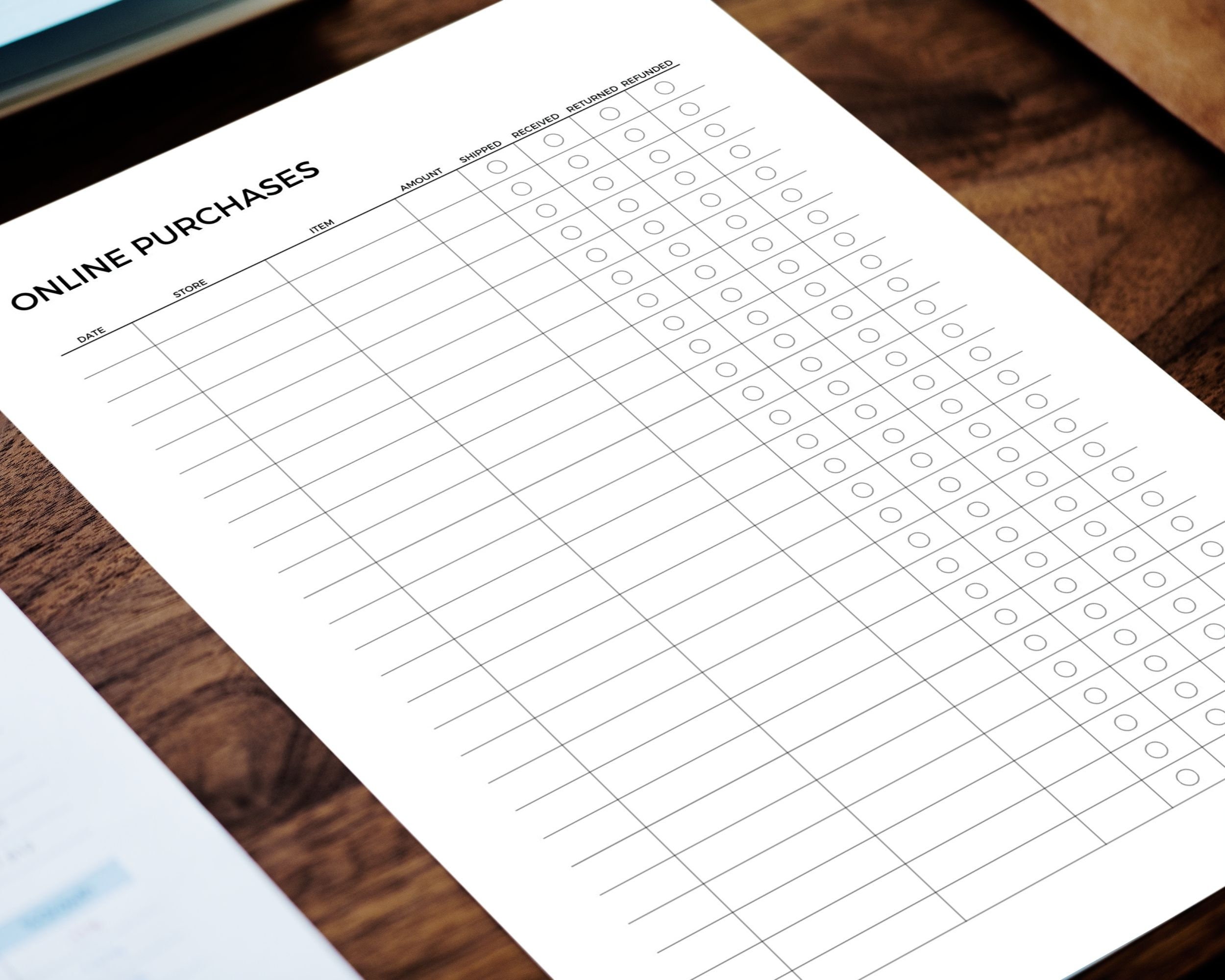 Online Purchases Tracker, Purchase Order Form, Expense Tracker Printable - Etsy