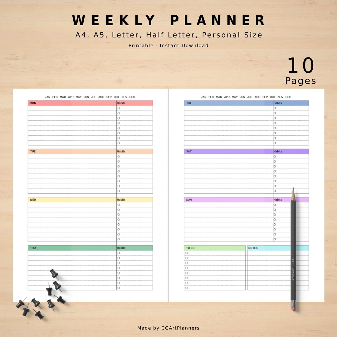 Minimalist Printable Weekly Planner for Planning Your Week to Do List ...