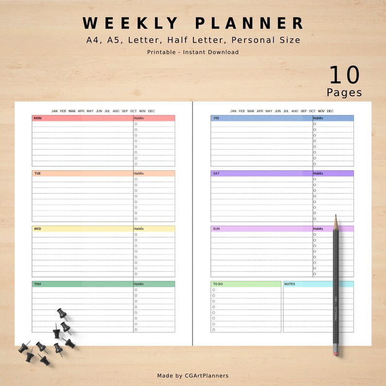 Minimalist Printable Weekly Planner for Planning Your Week to - Etsy