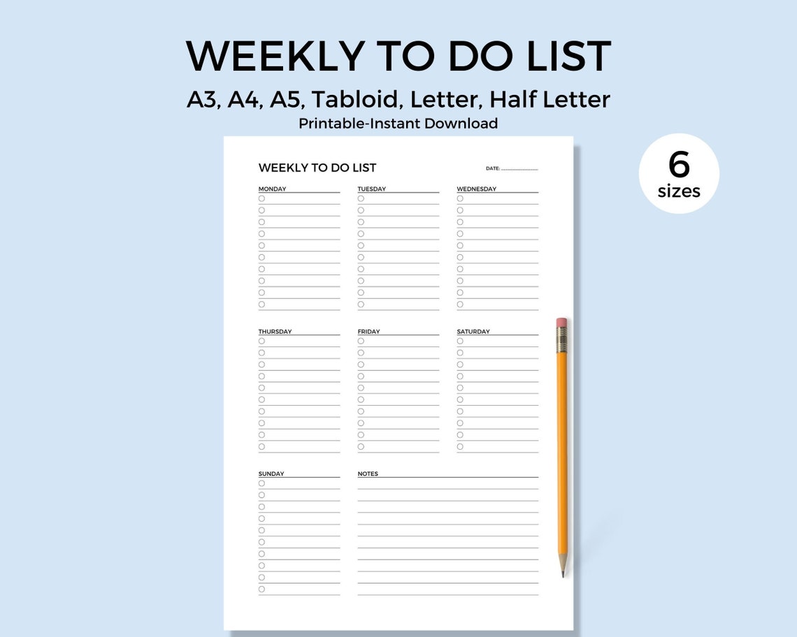 Weekly to Do List for Your Priorities, Routines and Goals, Weekly Daily ...