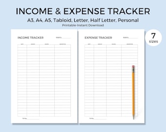 Income & Expense Tracker Printable Money Tracker Monthly Budget Tracker ...