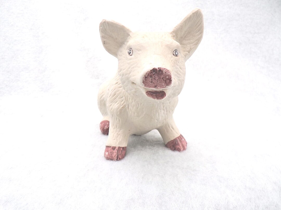 Vintage Pink Ceramic Pig Figurine, Ceramic Pig, Farmhouse Decor ...