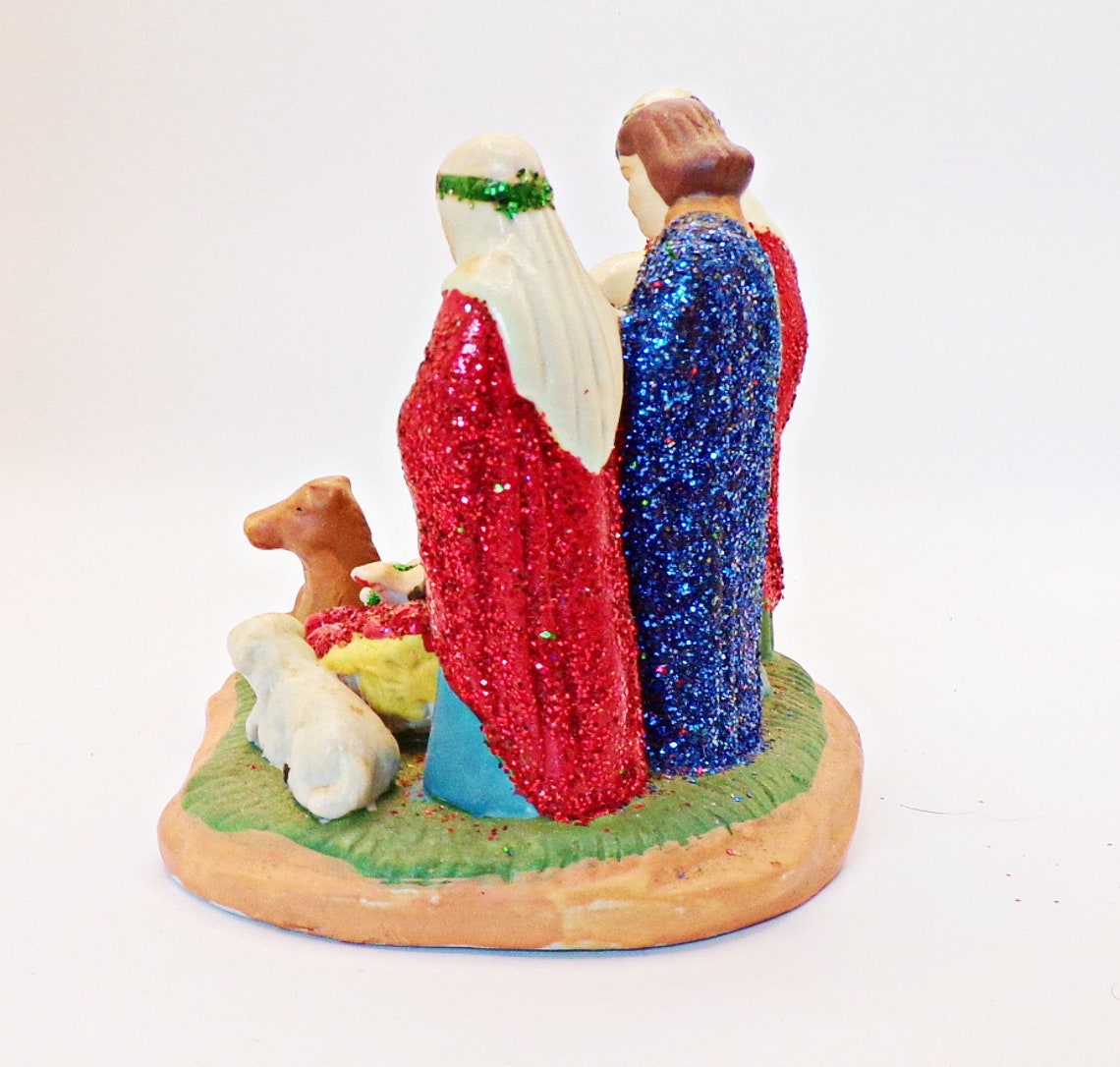 One Piece Nativity Holy Family and Wisemen Hand Painted 1960s - Etsy
