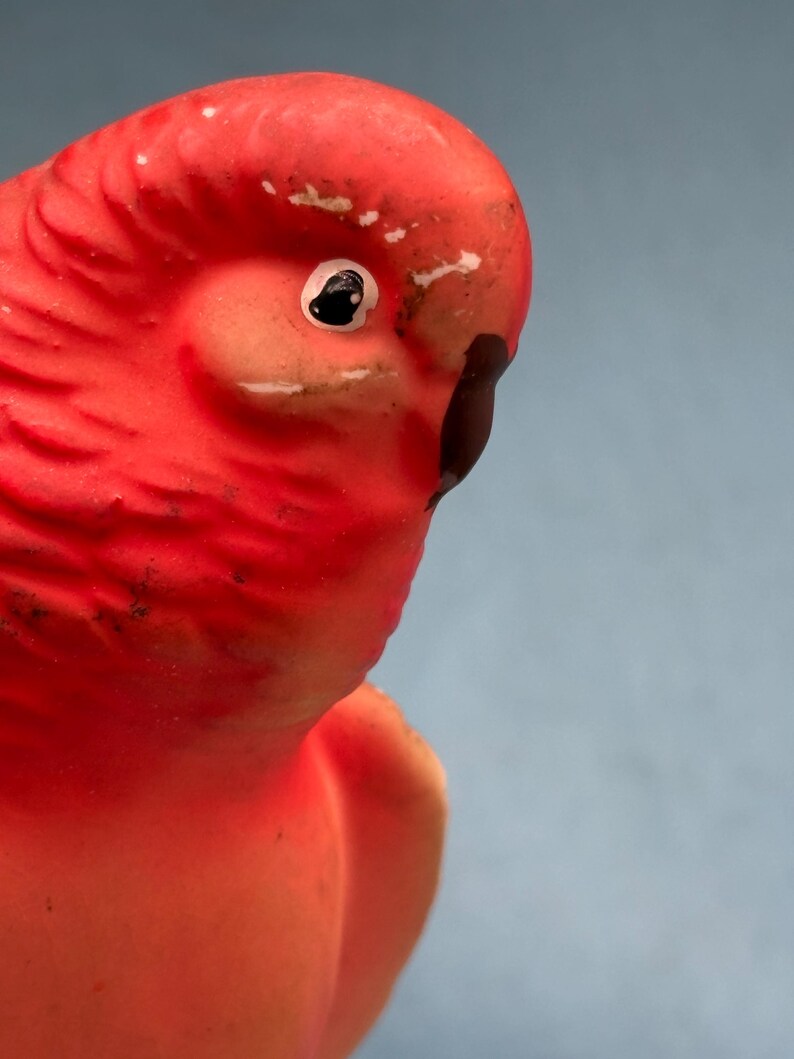 Vintage Japanese Ceramic Parakeet Figurine (1930-- Colorful Red, Green ...