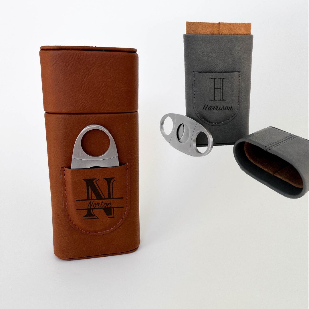 Personalized Cigar Case With Cutter | Personalized Gift for Him ...
