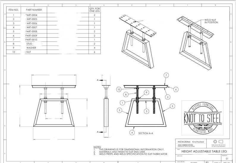 PDF Table Design Drawings - Etsy