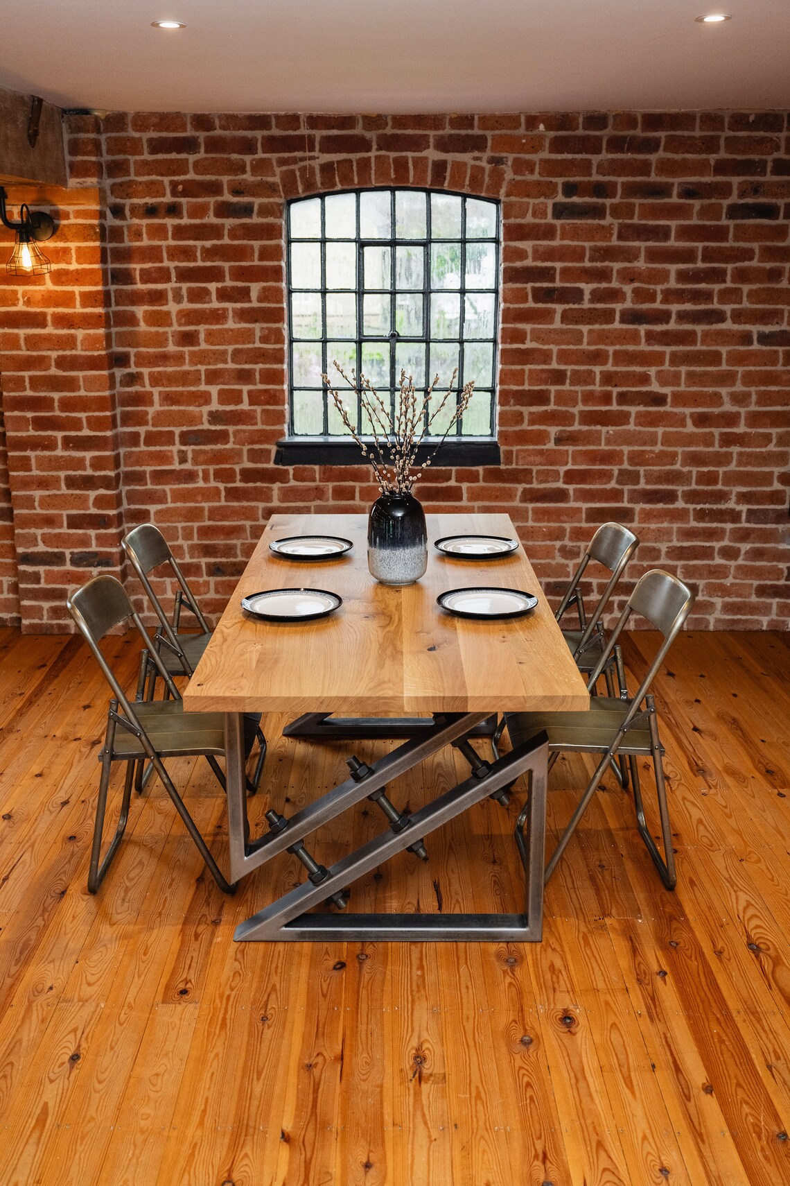 Pythagoras Industrial Oak Dining Table - Etsy UK