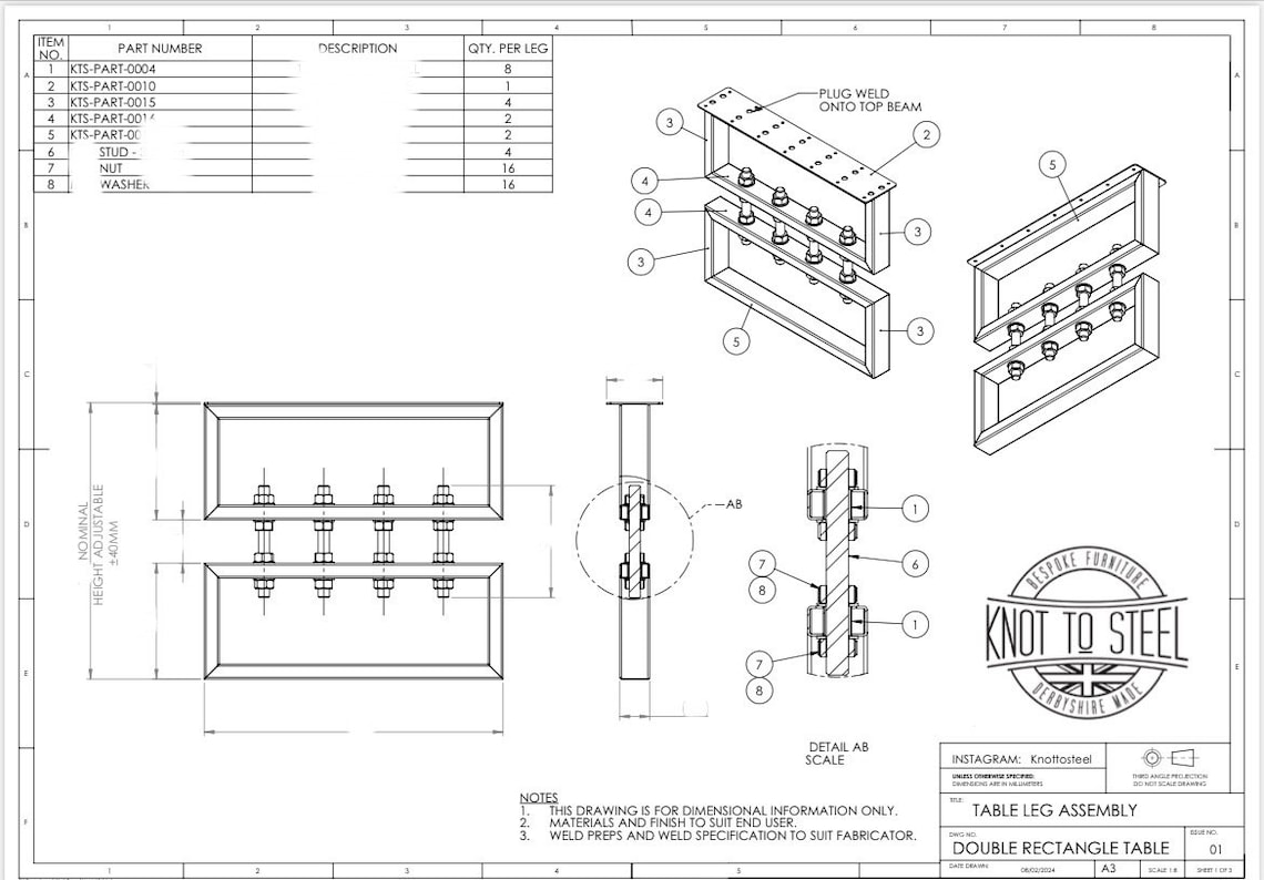 PDF Table Design Drawings - Etsy
