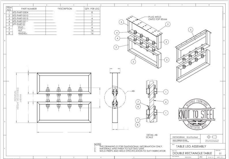 PDF Table Design Drawings - Etsy
