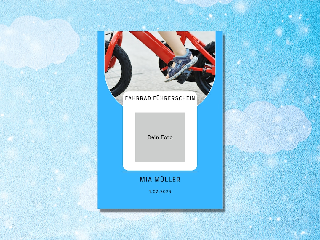 Customizable Bicycle Driver's License to Print PDF File Children Learn ...