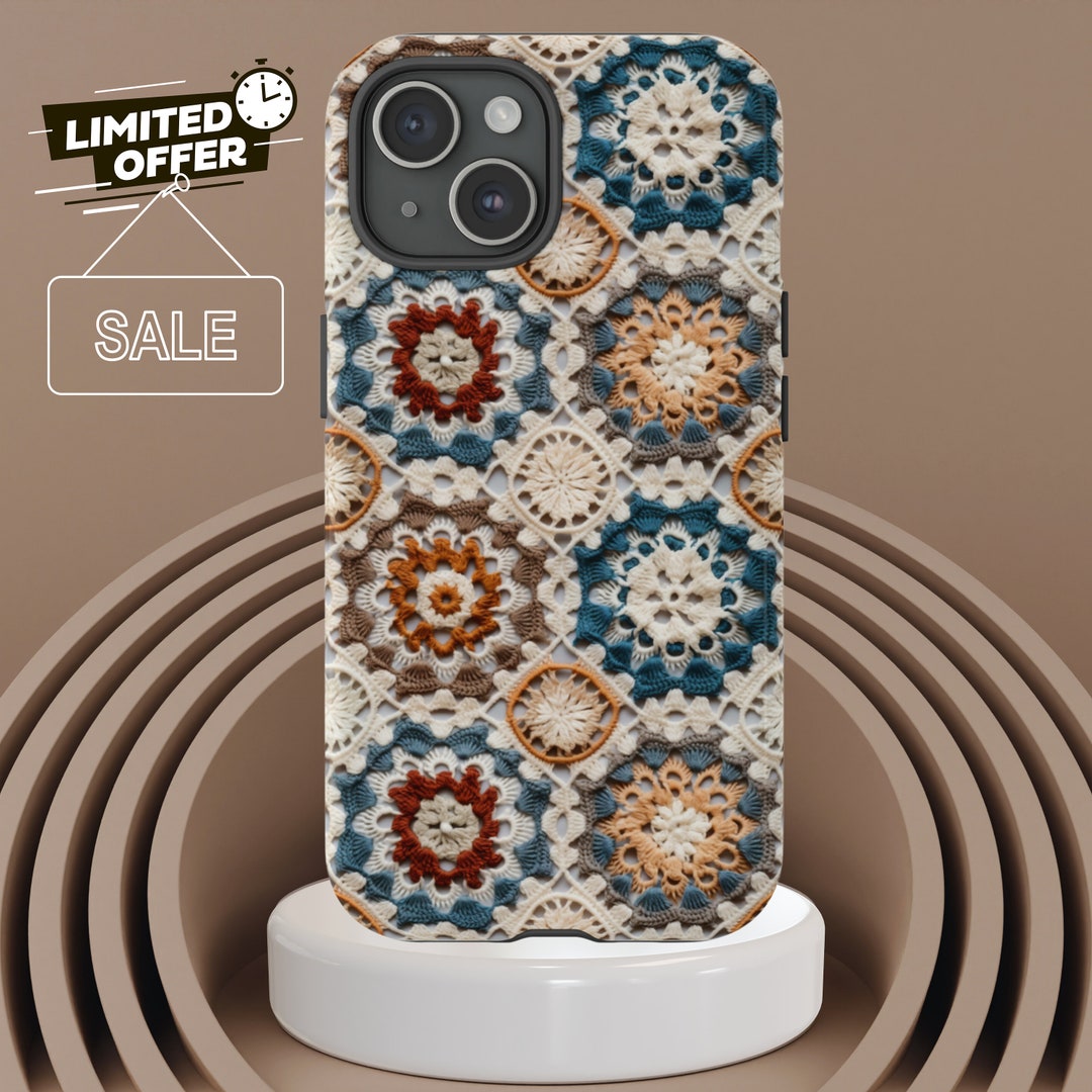 Cozy Knitted Pattern Blanket Phone Case, Autumn iPhone 15 Case, Earthy ...