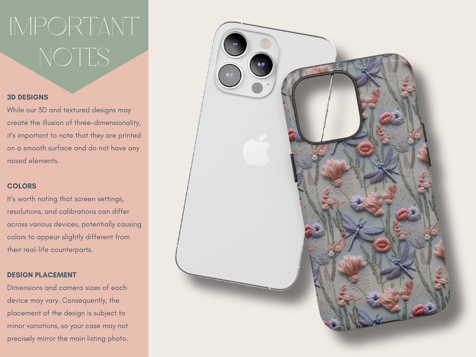 Blue Dragonfly Phone Case, 3D Faux Embroidered iPhone Cover, Boho ...