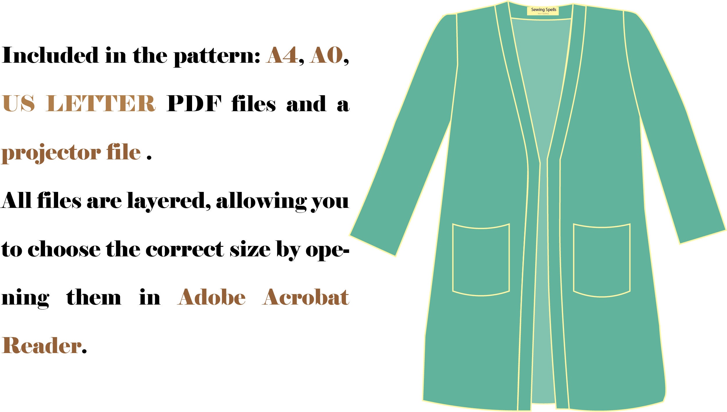 Cardigan Sewing Pattern - Cardigan Sewing Pattern A4 - US Letter - A0 ...
