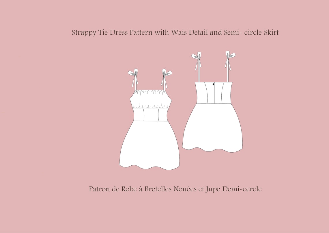 Strappy Tie Dress Sewing Pattern With Waist Detail and Half-circle ...