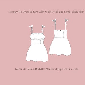 Strappy Tie Dress Sewing Pattern With Waist Detail and Half-circle ...