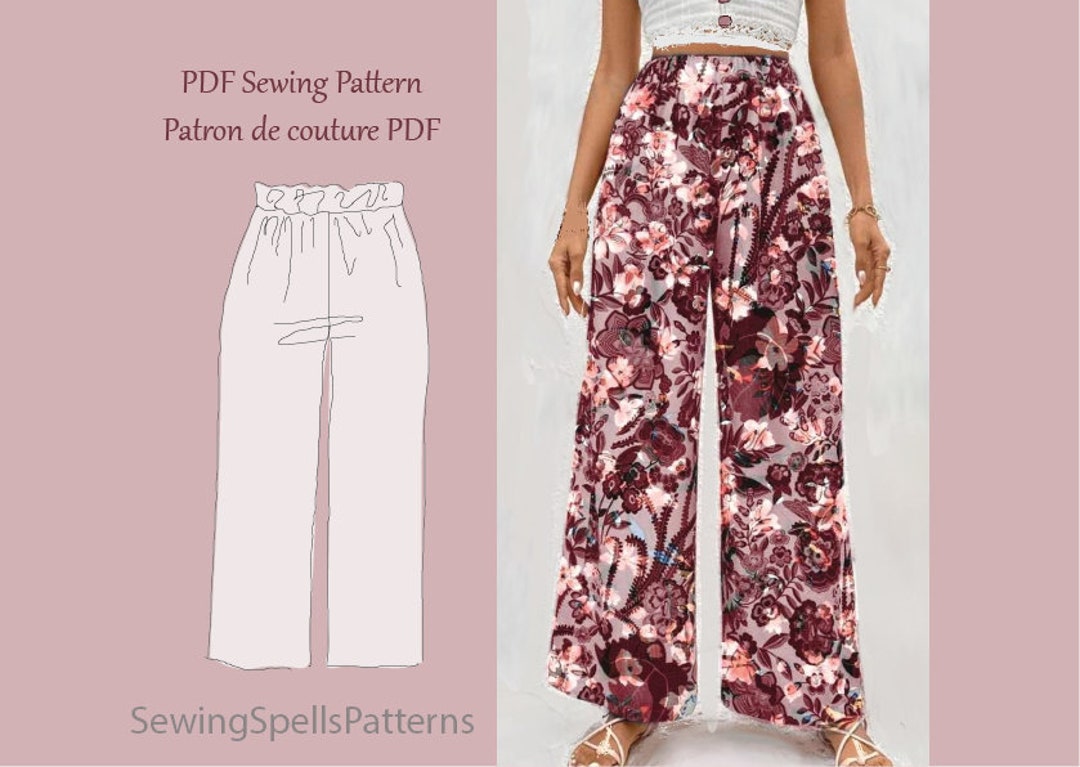 Digital Sewing Pattern for Relaxed Wide Leg Pants - Digital Sewing ...