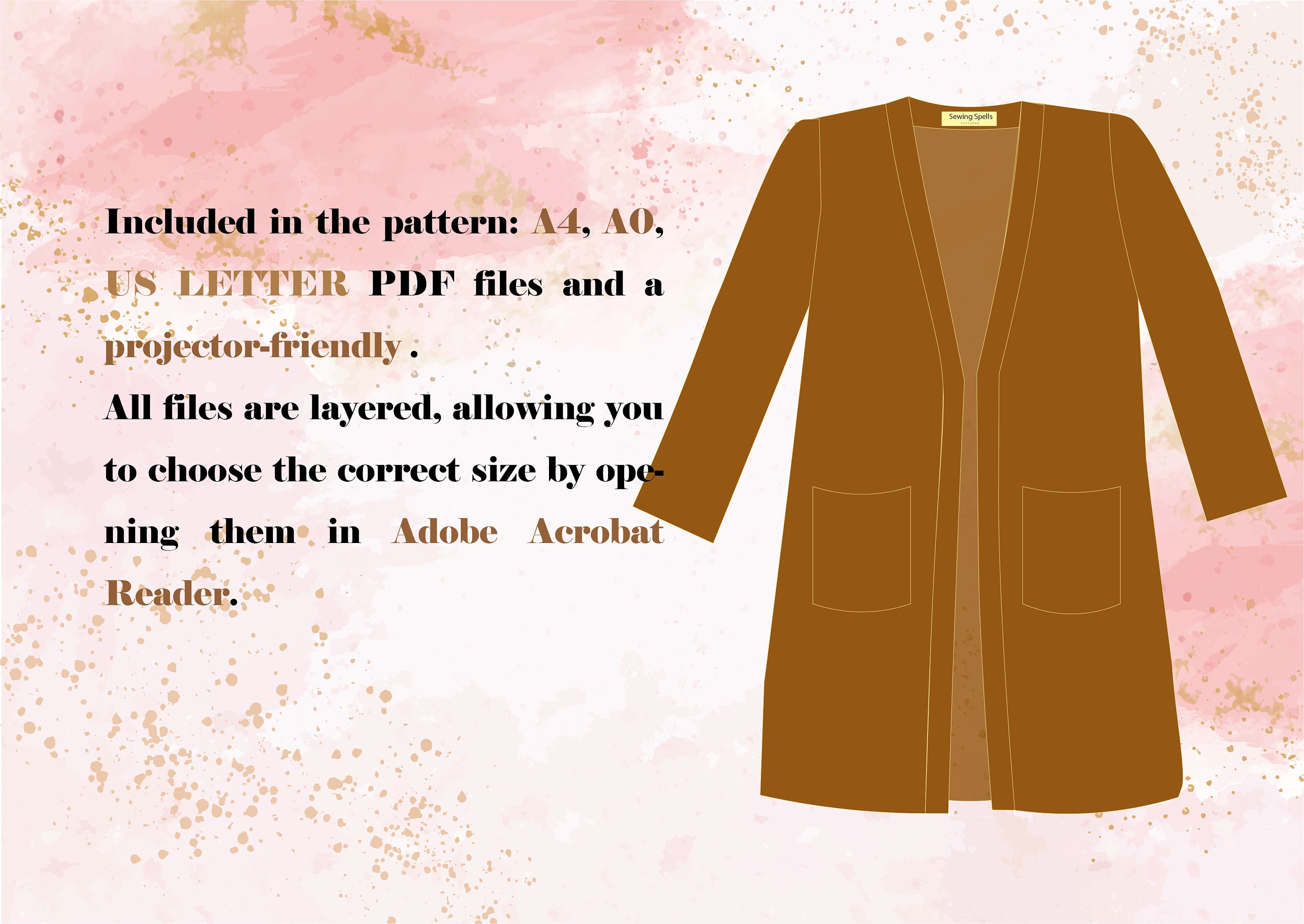 Cardigan Sewing Pattern - Cardigan Sewing Pattern A4 - US Letter - A0 ...
