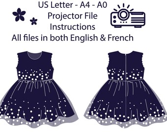 Charming Little Girls' Digital Dress Pattern A4 US LETTER A0 Projector ...