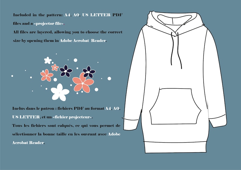 Women's Long Hoodie Digital Sewing Pattern - Sweatshirt Sewing Pattern ...
