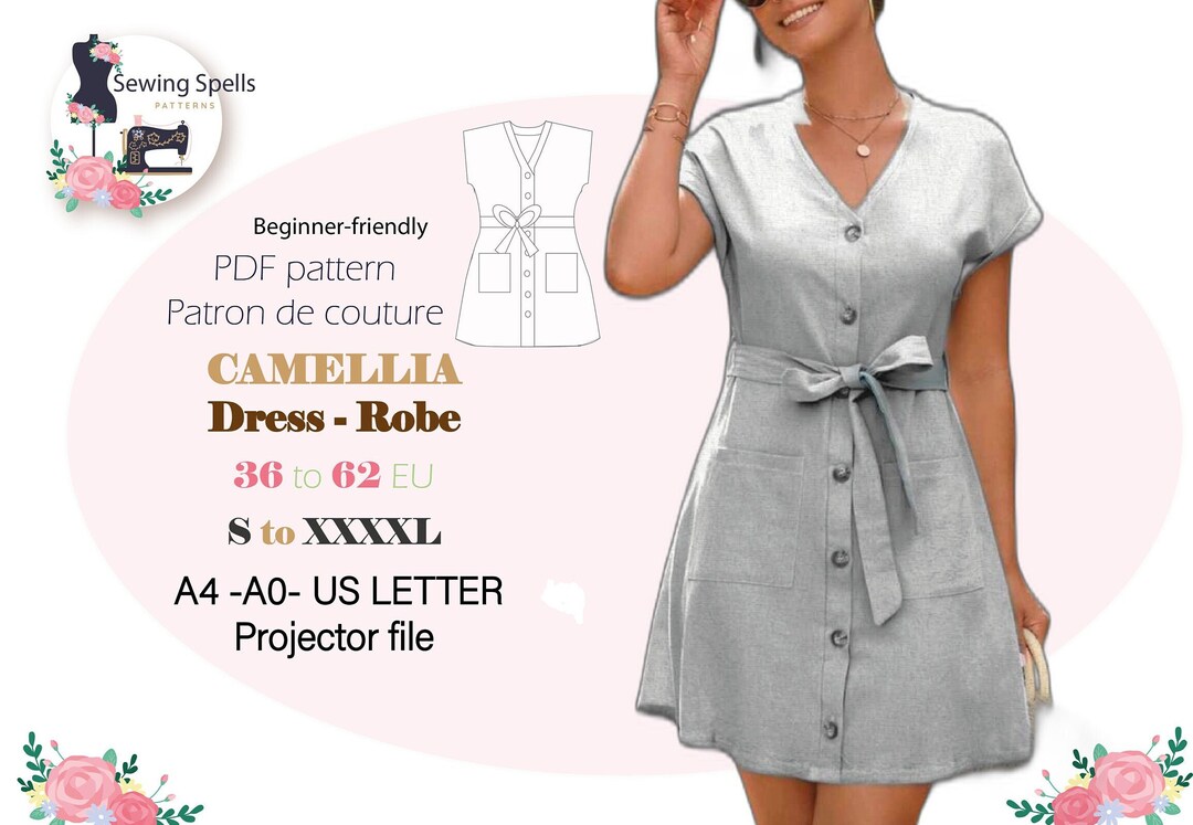 Digital Sewing Pattern for a Stylish Shirt Dress Easy - Japanese ...