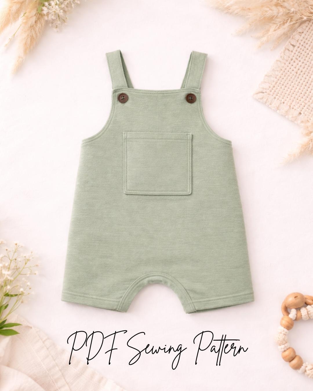 Baby Short Ovealls Sewing Pattern PDF | Knit Baby Shorts Pattern ...