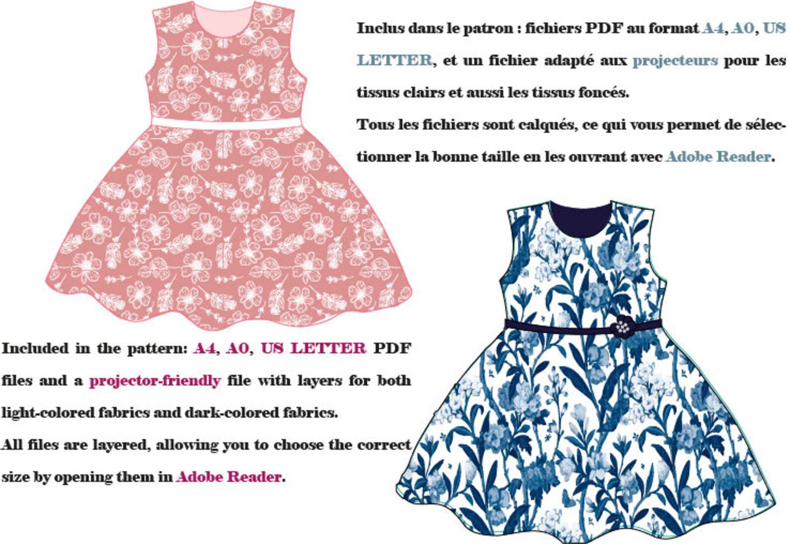 Charming Little Girls' Digital Dress Pattern - A4 - US LETTER - A0 ...