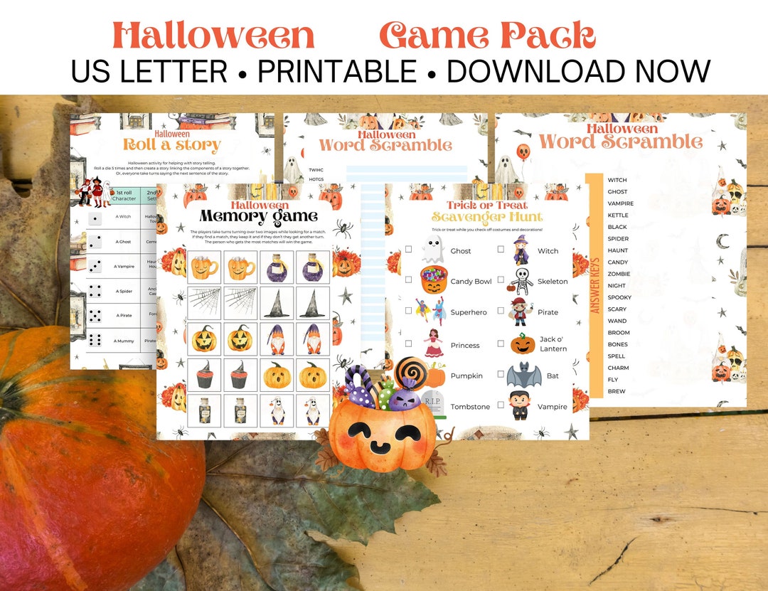 Halloween Game Bundle Kids / Printable Word Scramble Scavenger Hunt ...