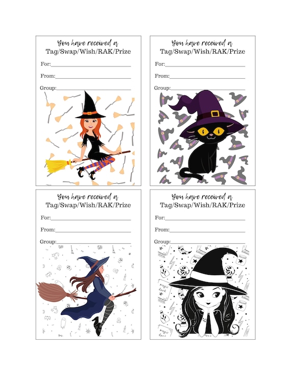 Happy Mail Swap Tags RAK Halloween Witch Prize Gift Printable - Etsy