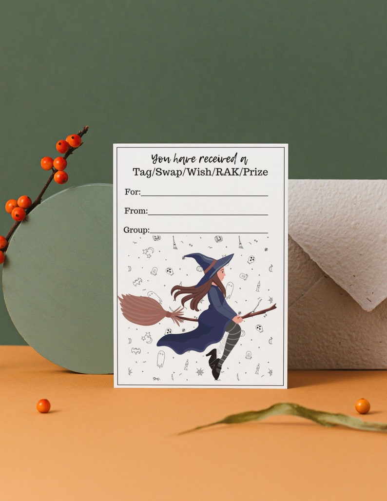 Happy Mail Swap Tags RAK Halloween Witch Prize Gift Printable Pen Pal ...